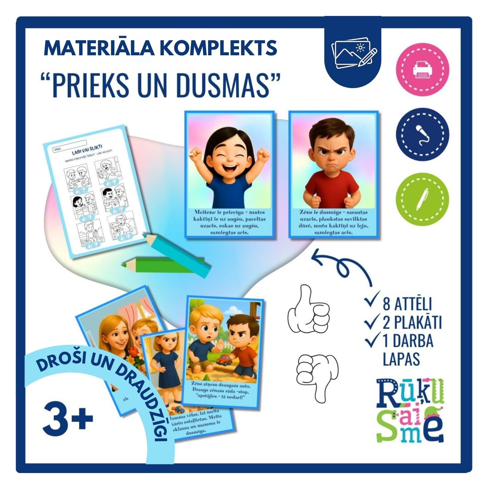 Materiāla komplekts "PRIEKS UN DUSMAS" - emocijas, uzvedība - Mācību ...