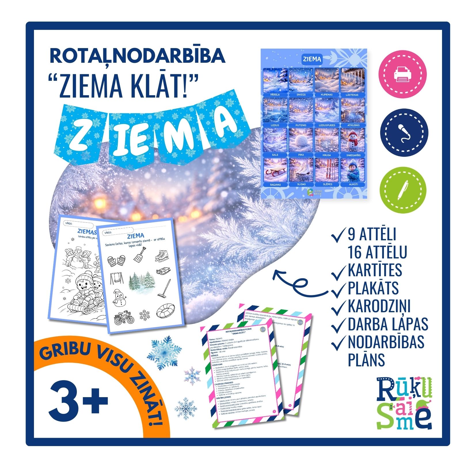 Rotaļnodarbība "ZIEMA KLĀT" ziemu, daba, plāns, - Mācību materiāli