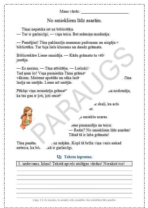 1.5. Latviešu valoda. Es smaidu, tu smaidi, mēs smaidām. - Mācību materiāli
