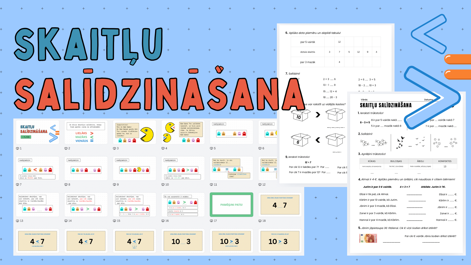 SKAITĻU SALĪDZINĀŠANA- prezentācija + abpus. darba lapa! - Mācību materiāli