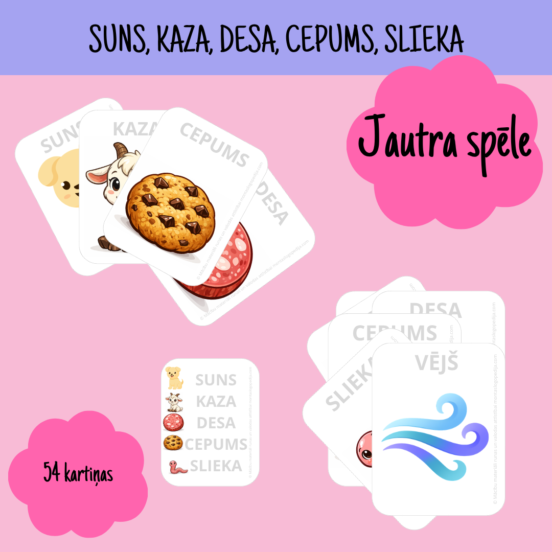 Suns, kaza, desa, cepums, slieka - Mācību materiāli